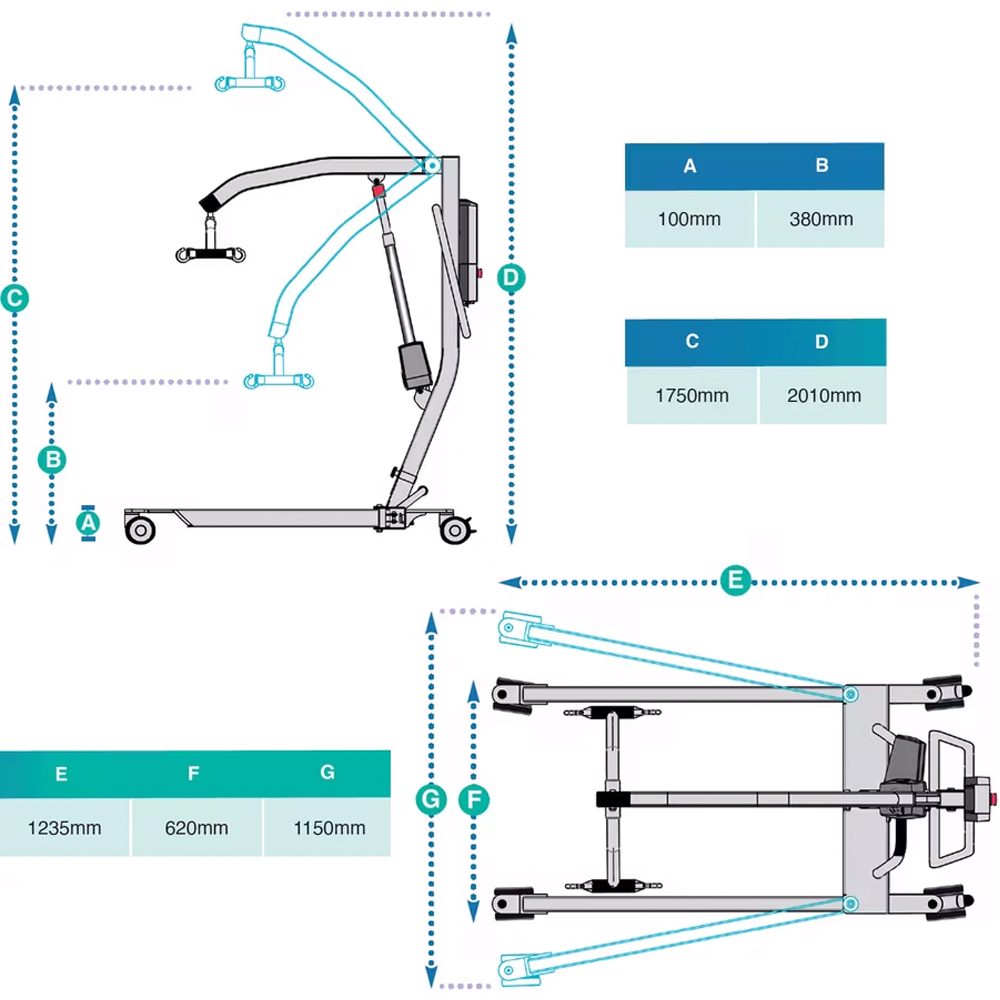 Marlin Mobile Hoist with Electric Leg Opening | Disabled - Elderly ...
